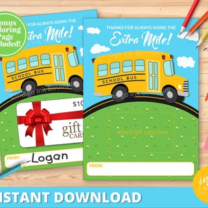 School Bus Driver Gift Card Holder INSTANT DOWNLOAD | Thanks for Always ...