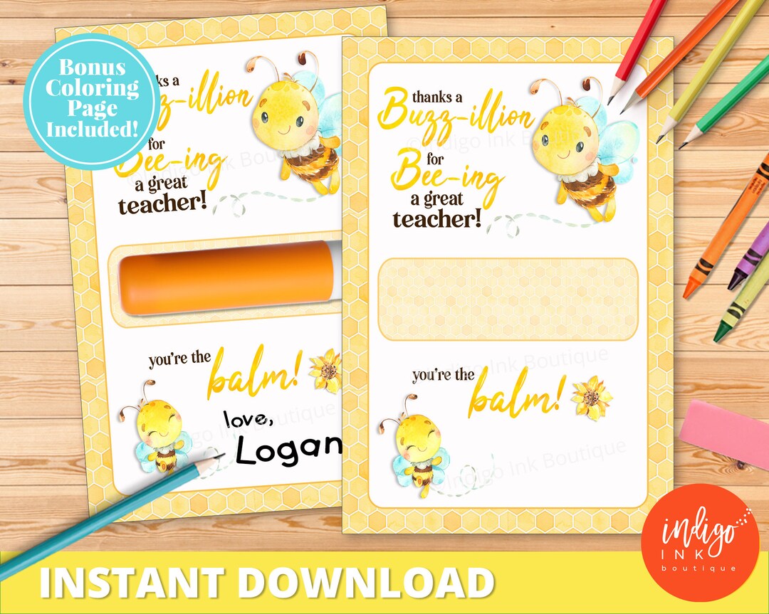 Gift for Teacher Lip Balm Holder INSTANT DOWNLOAD | Last Day of School ...