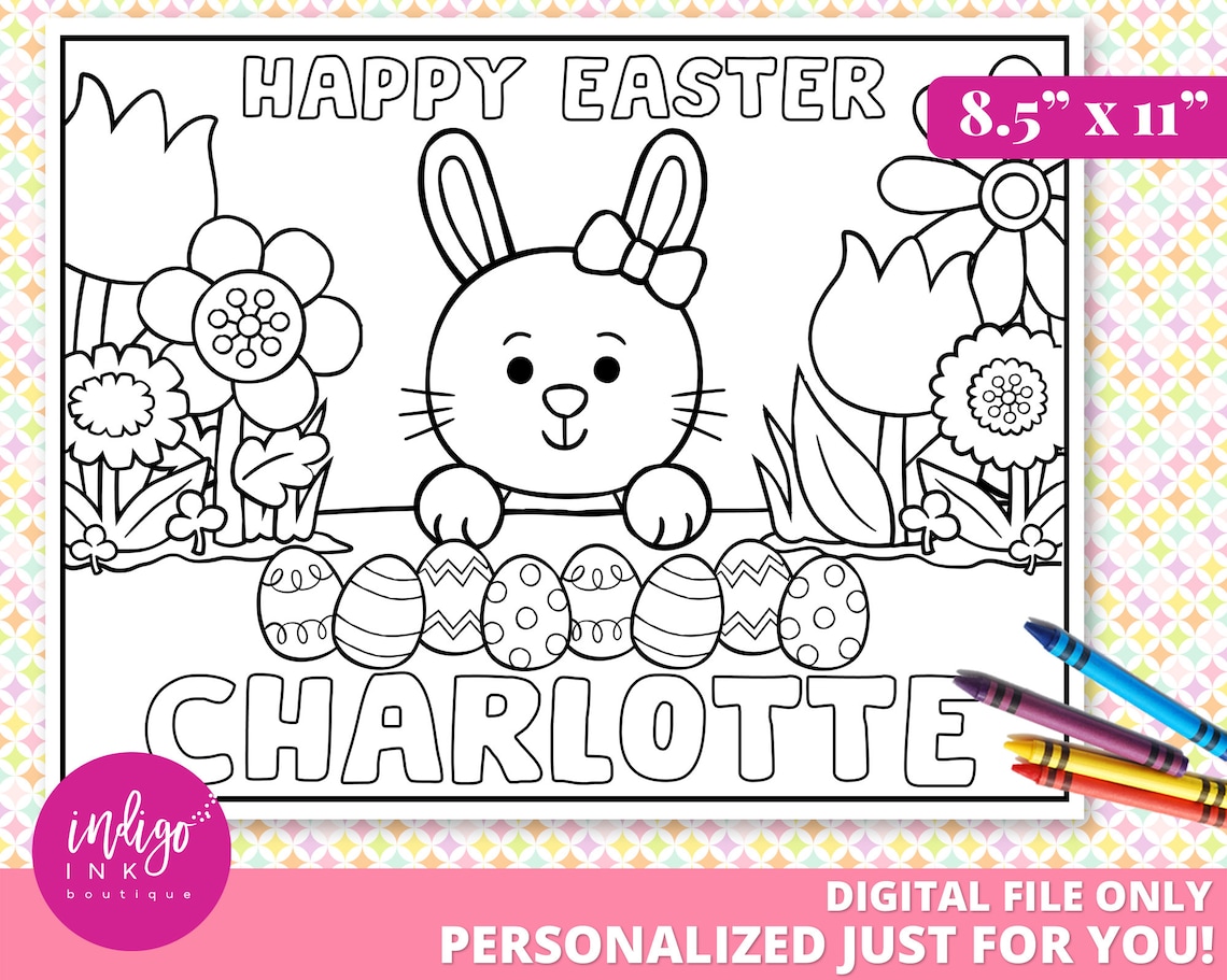 Easter Coloring Placemat PERSONALIZED Easter Activity - Etsy
