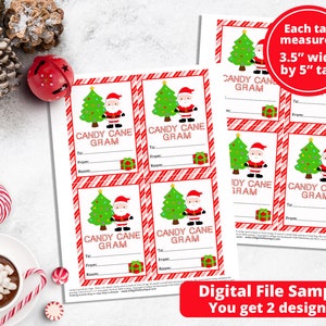 Candy Cane Gram Christmas Tags INSTANT DOWNLOAD | Santa Favor Tags for ...