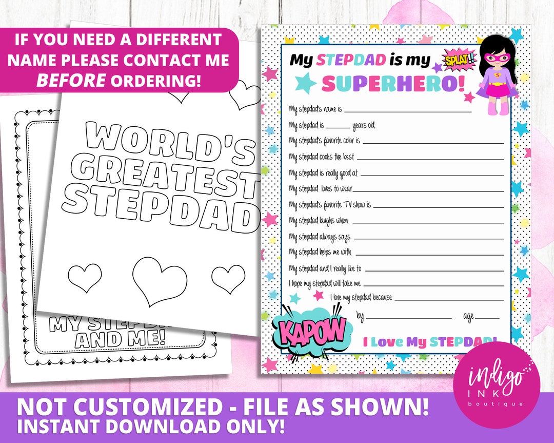 All About Stepdad Fathers Day Gift INSTANT DOWNLOAD | Stepdad Gift ...