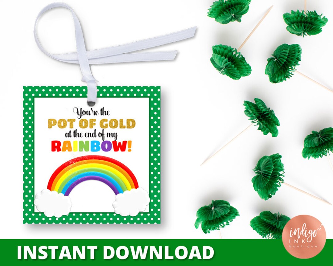 St Patrick's Day Tag INSTANT DOWNLOAD | St Pattys Day Rainbow Bag Tag ...