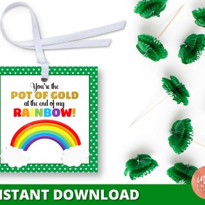 St Patrick's Day Tag INSTANT DOWNLOAD | St Pattys Day Rainbow Bag Tag ...