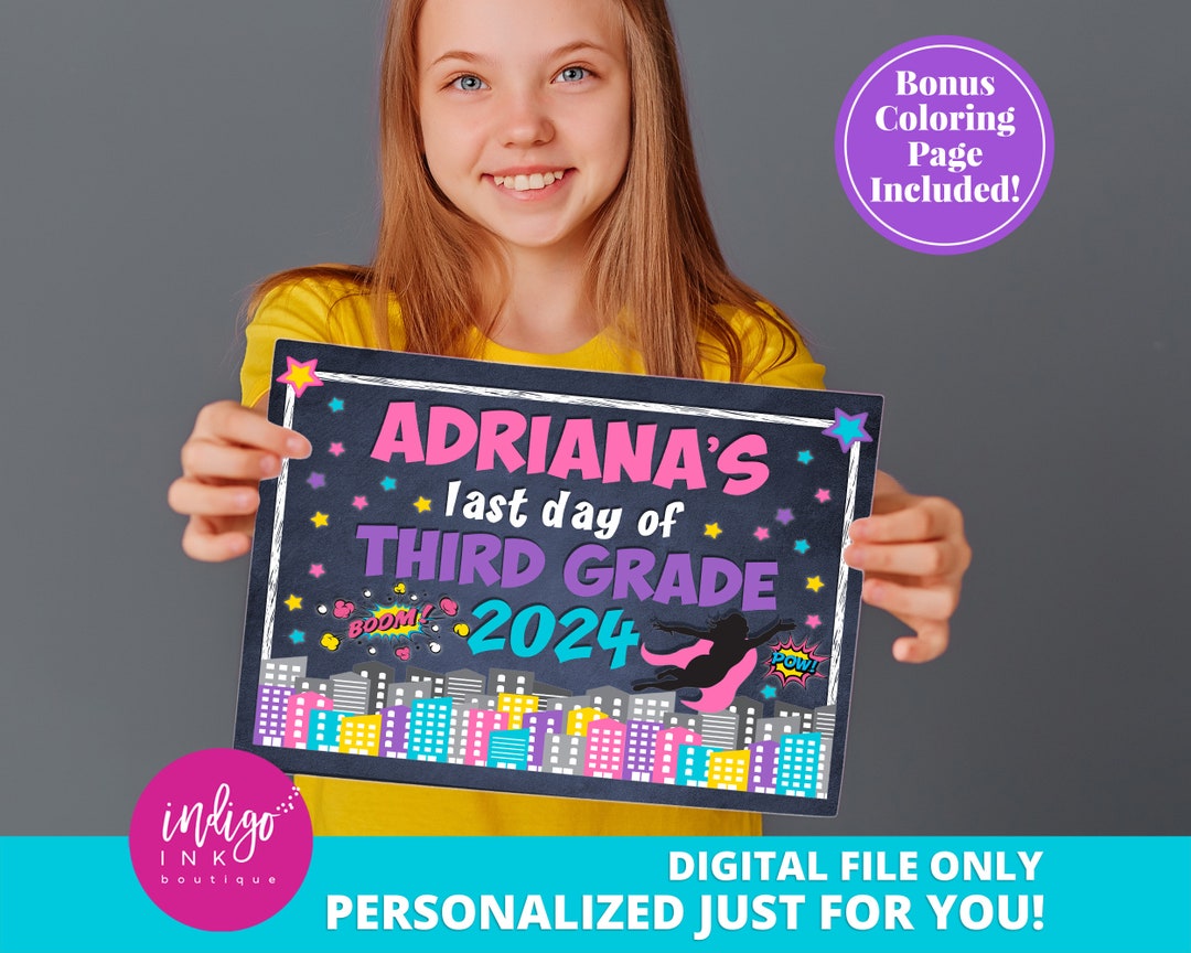 Last Day of School Sign PERSONALIZED DIGITAL DOWNLOAD End of the Year ...