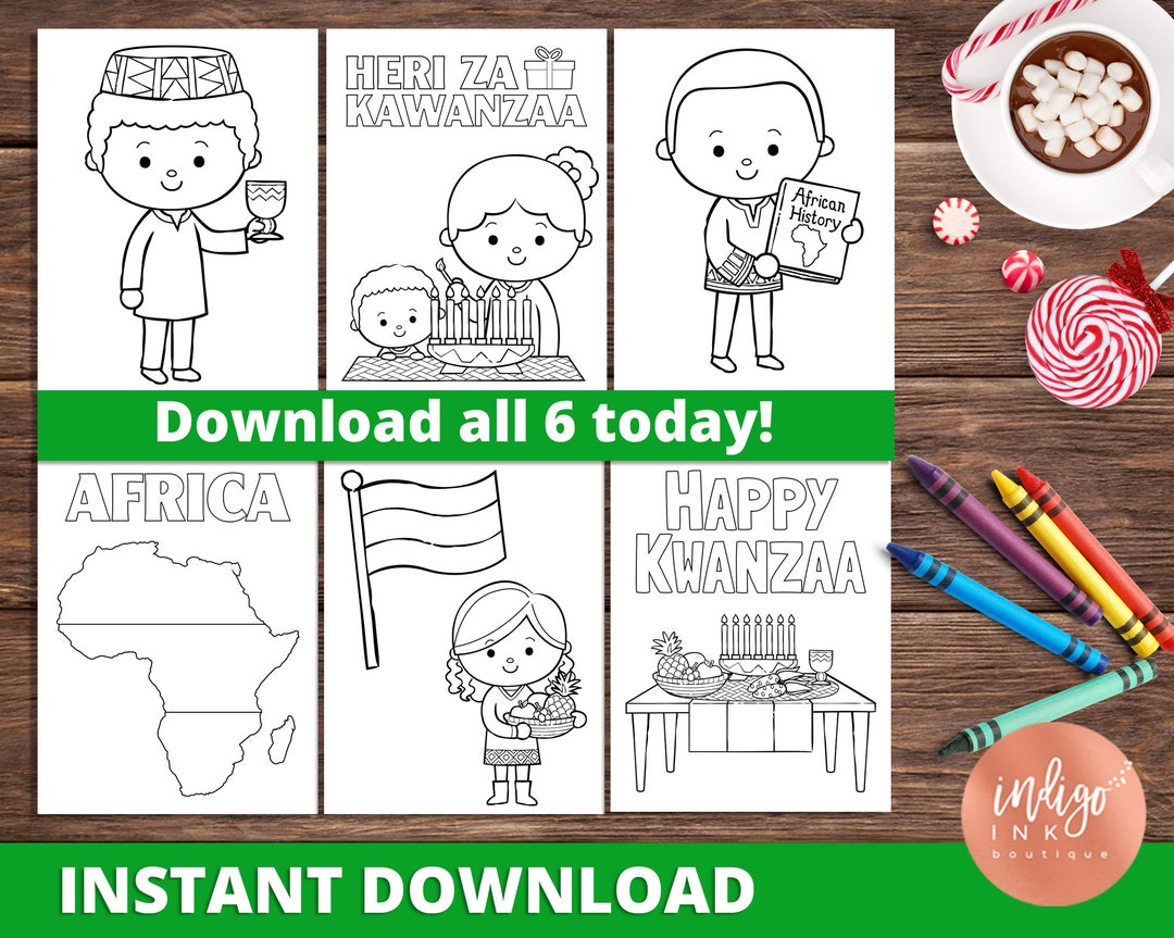Kwanzaa Coloring Pages for Kids INSTANT DOWNLOAD | Africa Coloring ...