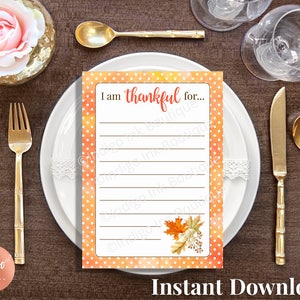 I Am Thankful for Thanksgiving Cards INSTANT DOWNLOAD | Thanksgiving ...