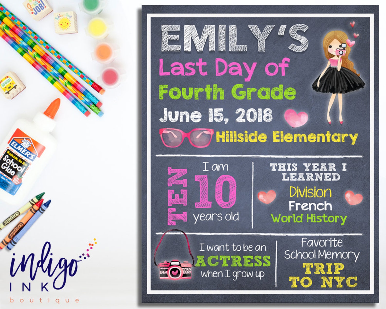 Last Day of School Sign DIGITAL DOWNLOAD Custom Chalkboard | Etsy