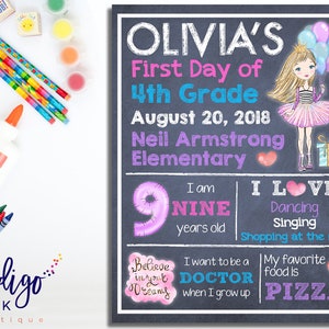 Unicorn First Day of School Personalized Sign DIGITAL DOWNLOAD | 1st ...