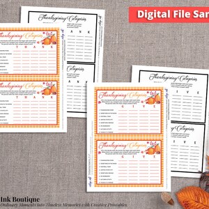 Thanksgiving Day Fun Printable Party Game | Thanksgiving Game Last ...