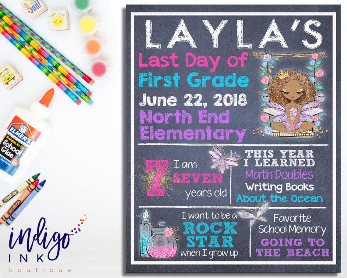Last Day of School Sign DIGITAL DOWNLOAD | Custom Chalkboard Graduation ...