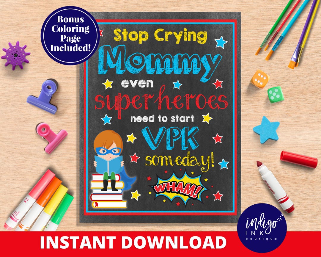 1st Day of VPK Chalkboard Sign INSTANT DOWNLOAD | Back to School Sign ...