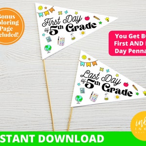 First Day of School Pennant Flags INSTANT DOWNLOAD First Day - Etsy