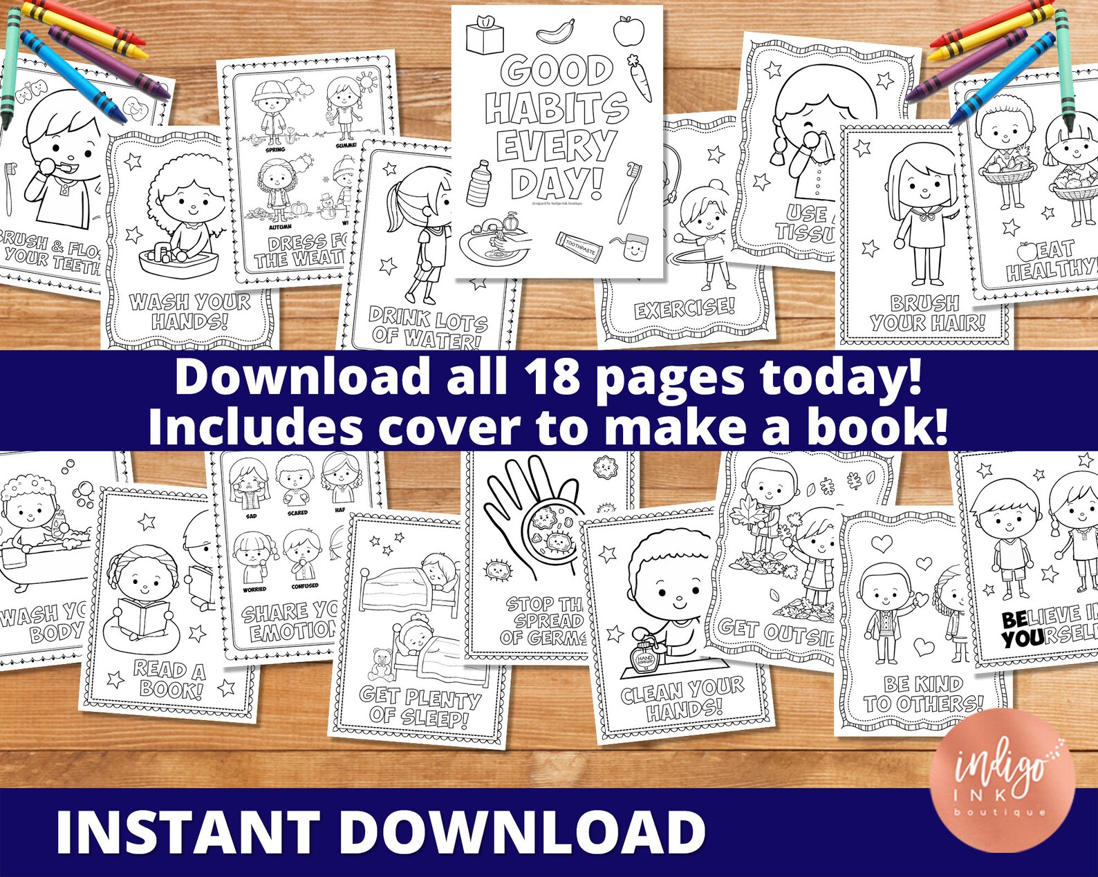 Kids Hygiene Coloring Pages INSTANT DOWNLOAD Home Quarantine | Etsy