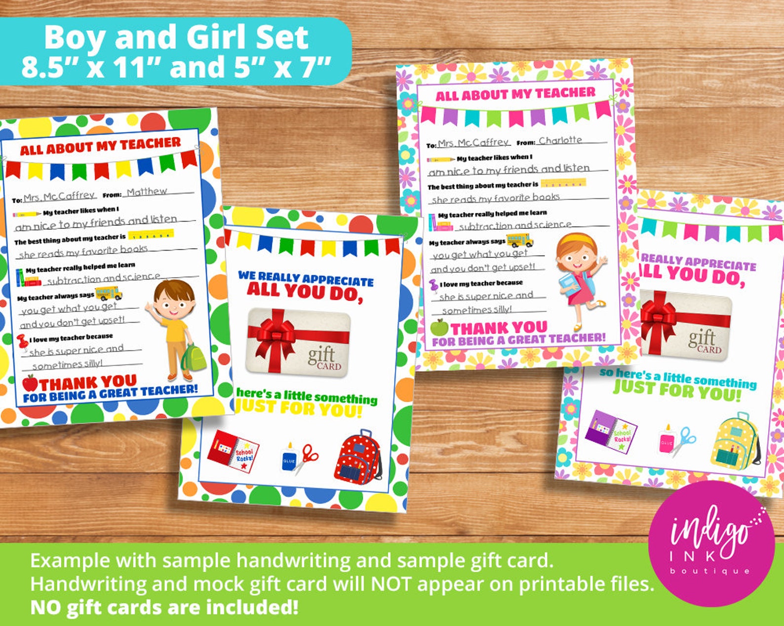 Teacher Appreciation Card All About My Teacher Digital - Etsy