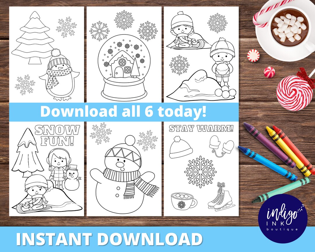 Winter Coloring Pages INSTANT DOWNLOAD | Winter Coloring Fun | Coloring ...