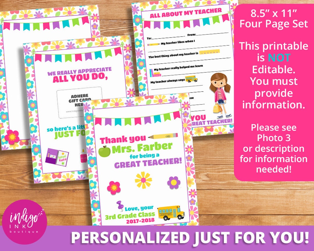 End of Year Gift Teacher Appreciation Gift PERSONALIZED DIGITAL ...