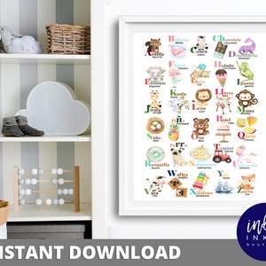 Spanish English Alphabet Poster INSTANT DOWNLOAD | Spanish Alphabet ...