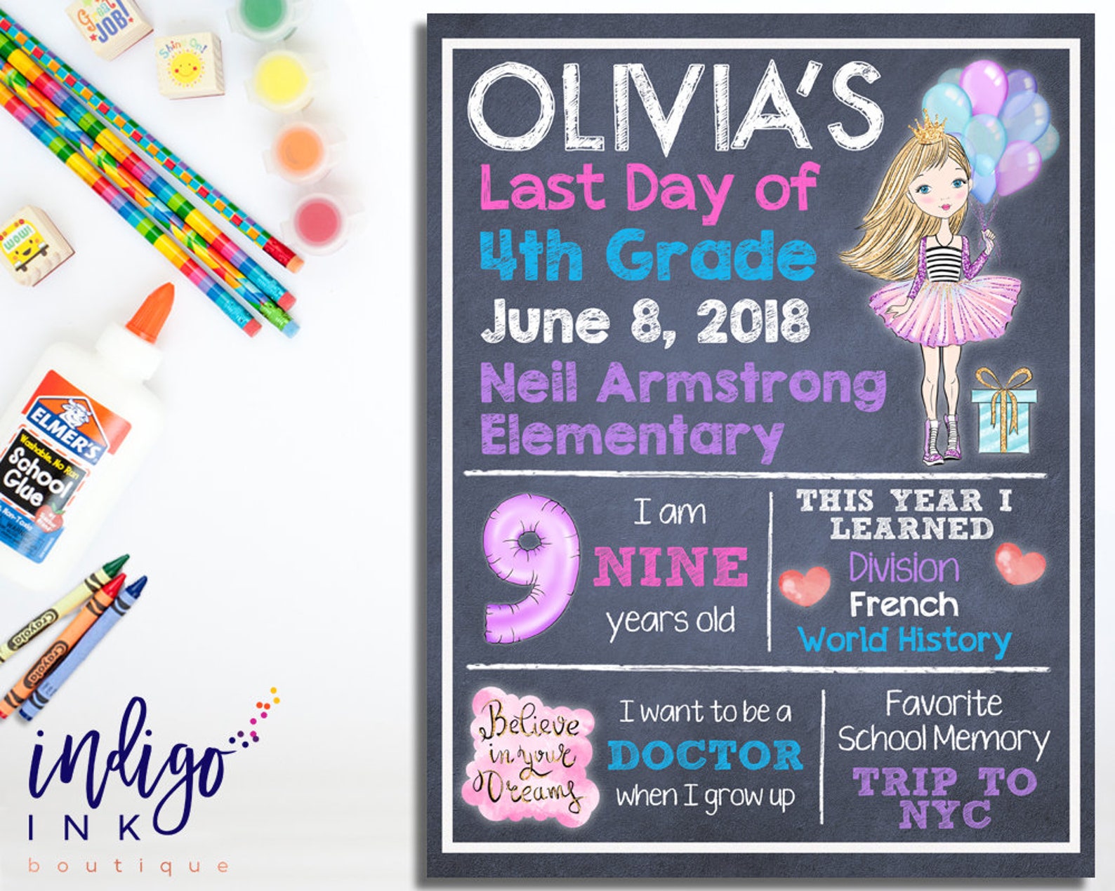 Graduation Sign DIGITAL DOWNLOAD Custom Chalkboard Sign | Last Day of ...