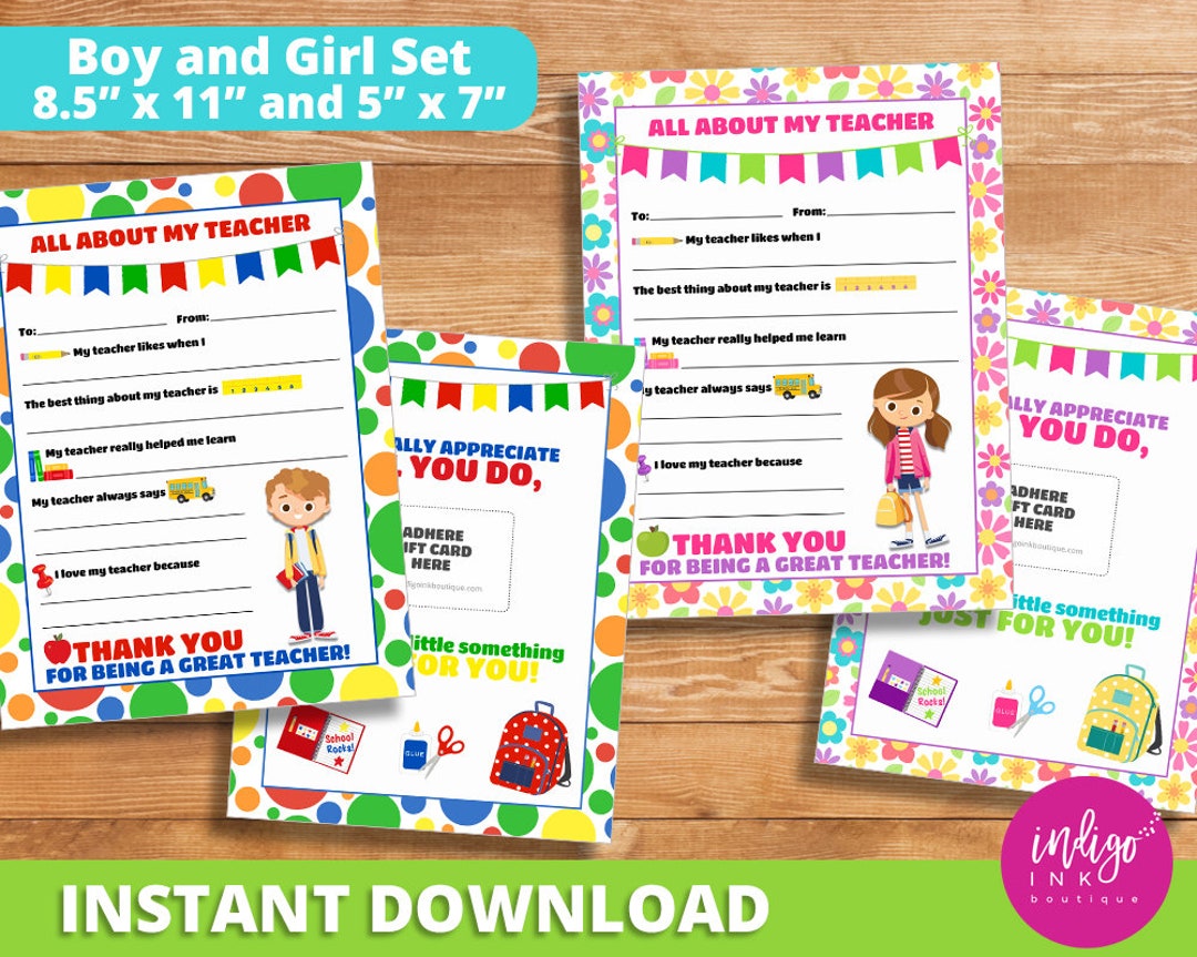 Teacher Appreciation Gift | All About My Teacher Gift Ideas | End of ...