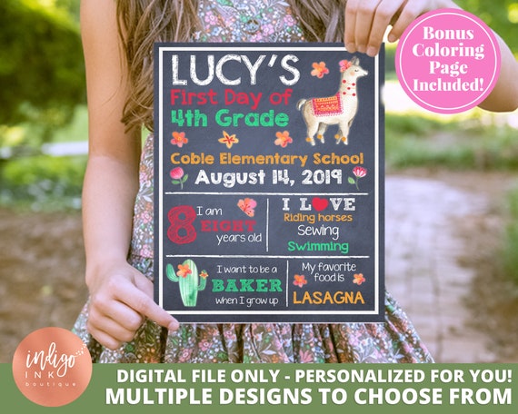 Llama First Day of School Sign DIGITAL DOWNLOAD | 1st Day of School ...