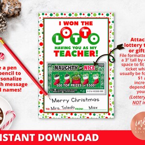 Christmas Lottery Ticket Holder INSTANT DOWNLOAD | I Won the Lotto ...