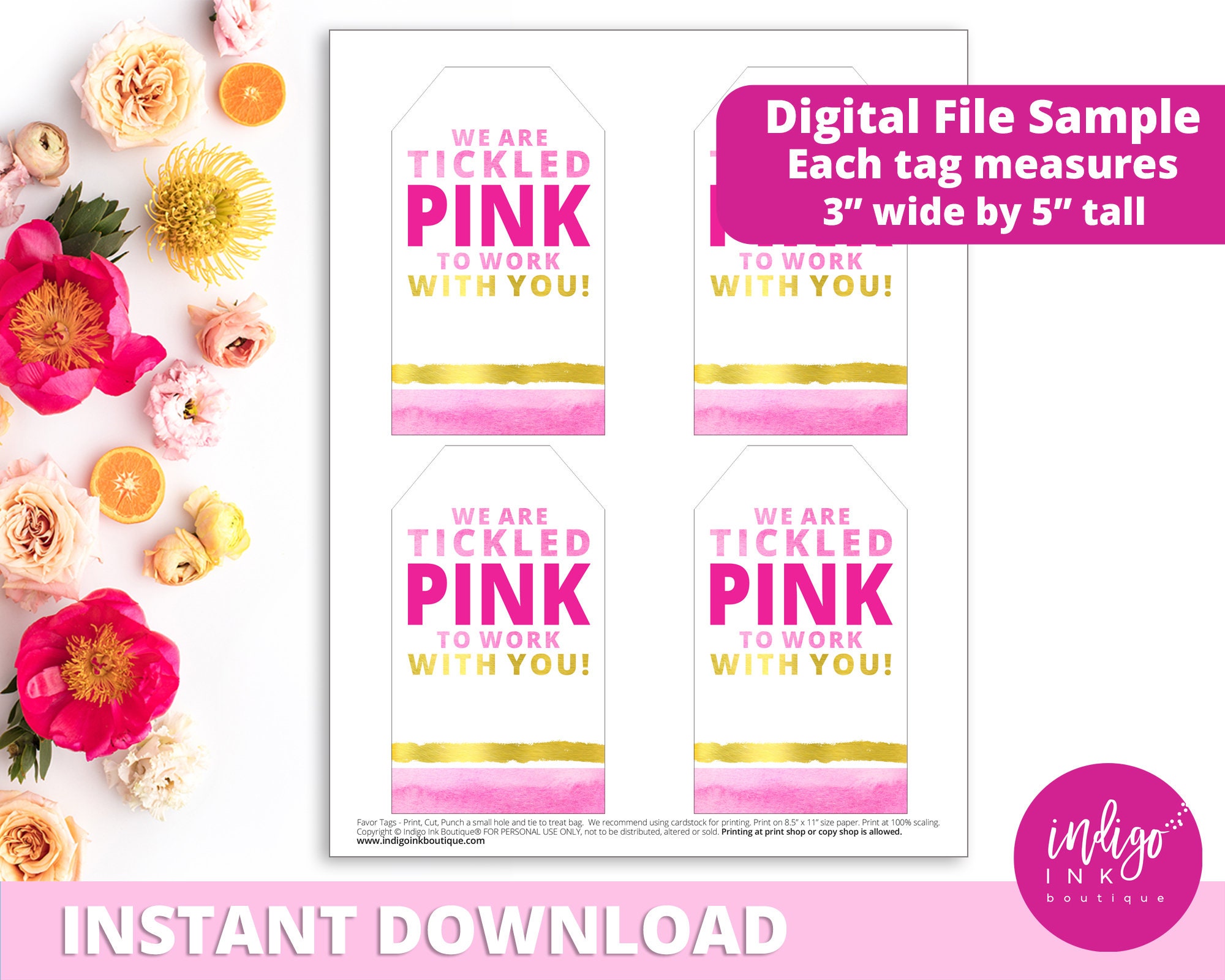 Employee Gift Tag INSTANT DOWNLOAD We Are Tickled Pink to - Etsy Canada