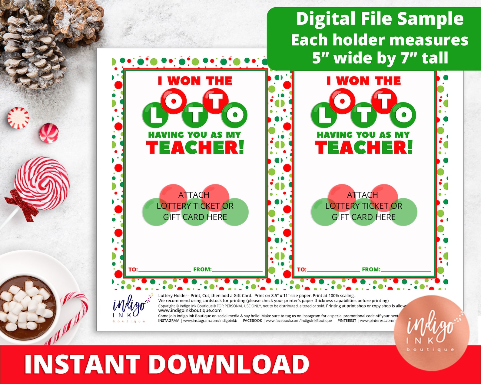 Christmas Lottery Ticket Holder INSTANT DOWNLOAD I Won the | Etsy