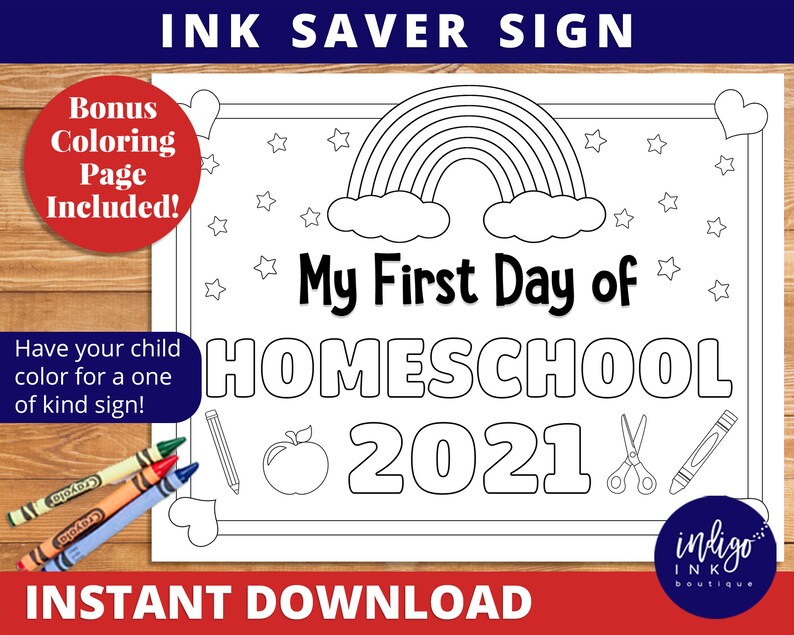 First Day of Homeschool Sign INSTANT DOWNLOAD 1st Day of | Etsy