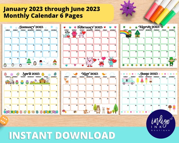 2023 Monthly Calendar Printable INSTANT DOWNLOAD January Etsy Nederland