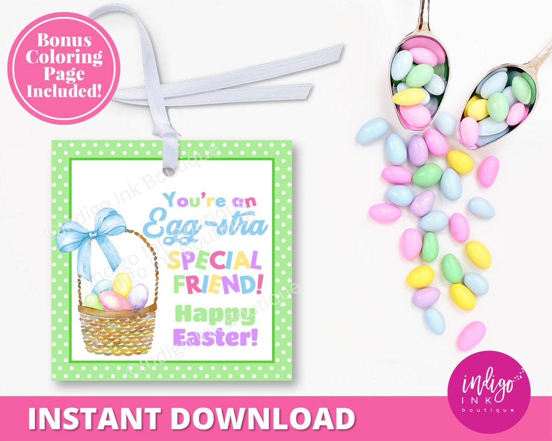 Easter School Treat Tag for Kids | Easter Favor Tags | Easter Tag ...
