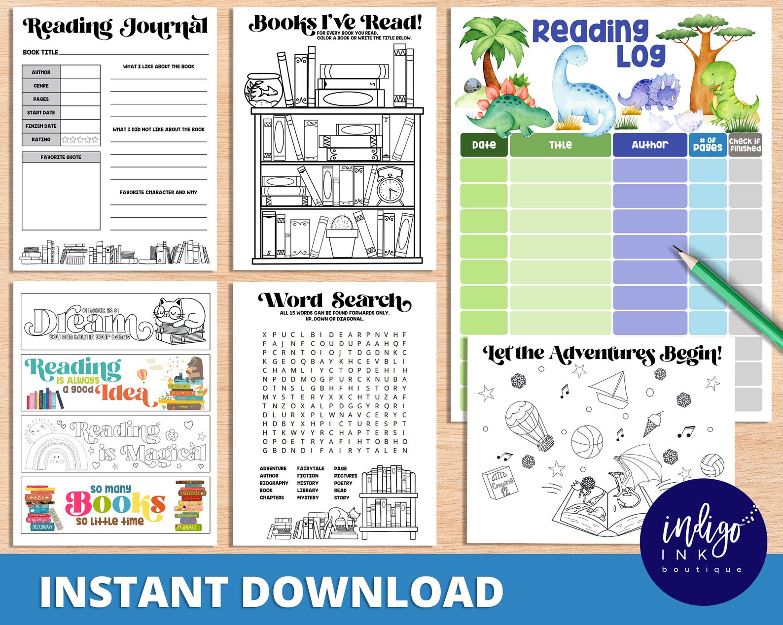 Reading Log Bundle INSTANT DOWNLOAD | Kids Reading Chart | Book Tracker ...