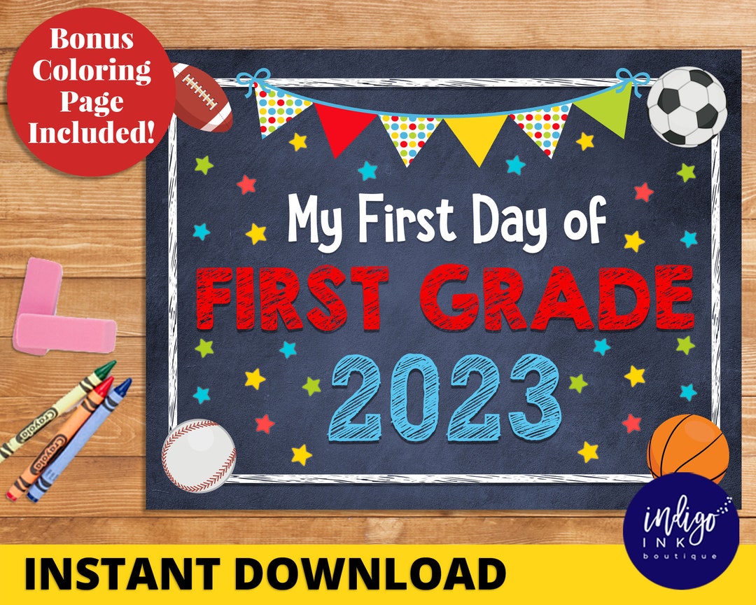 First Day of First Grade Chalkboard Sign INSTANT DOWNLOAD 1st Day of ...
