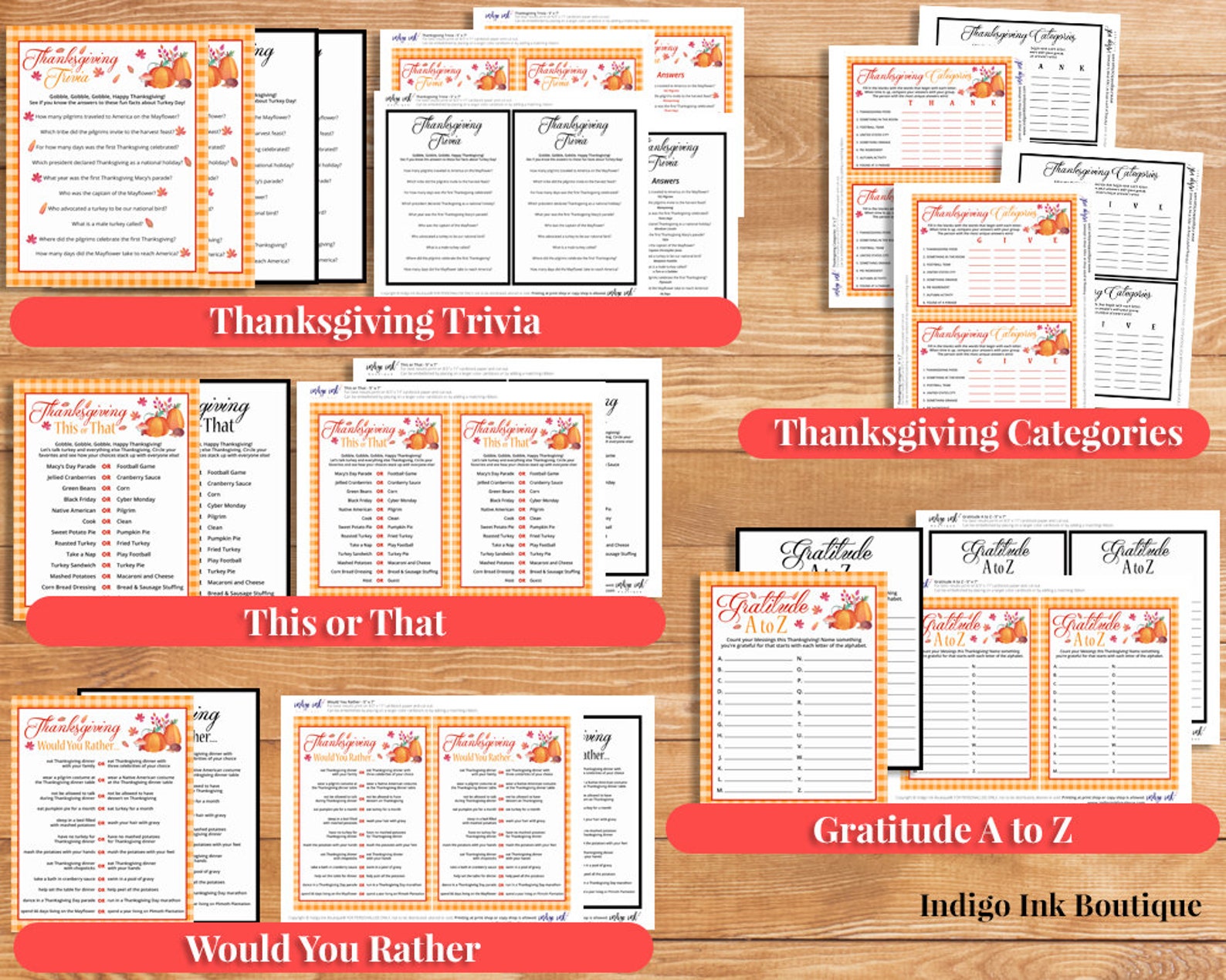 Thanksgiving Games Printable Bundle 5 Thanksgiving Party | Etsy