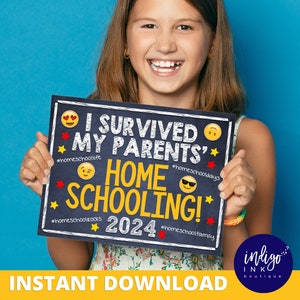 I Survived My Parents' Homeschooling Sign INSTANT DOWNLOAD End of the ...