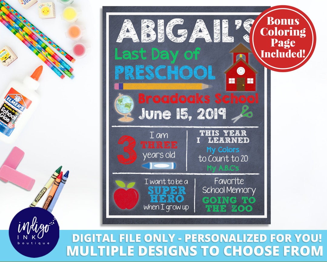 Graduation Sign DIGITAL DOWNLOAD Custom Chalkboard Sign | Last Day of ...