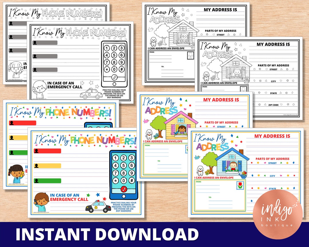 I Know My Address and Phone Number Tracing Worksheet Set INSTANT ...