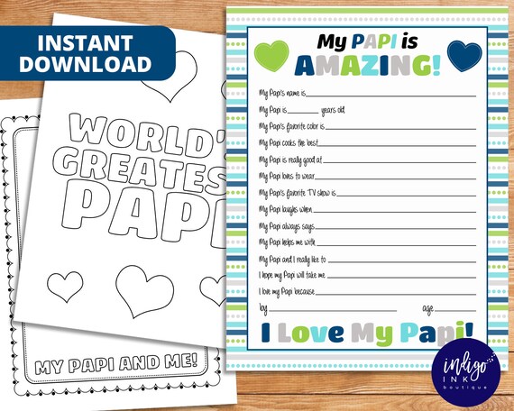 All About My Papi Kid Questionnaire INSTANT DOWNLOAD | Fathers Day from ...