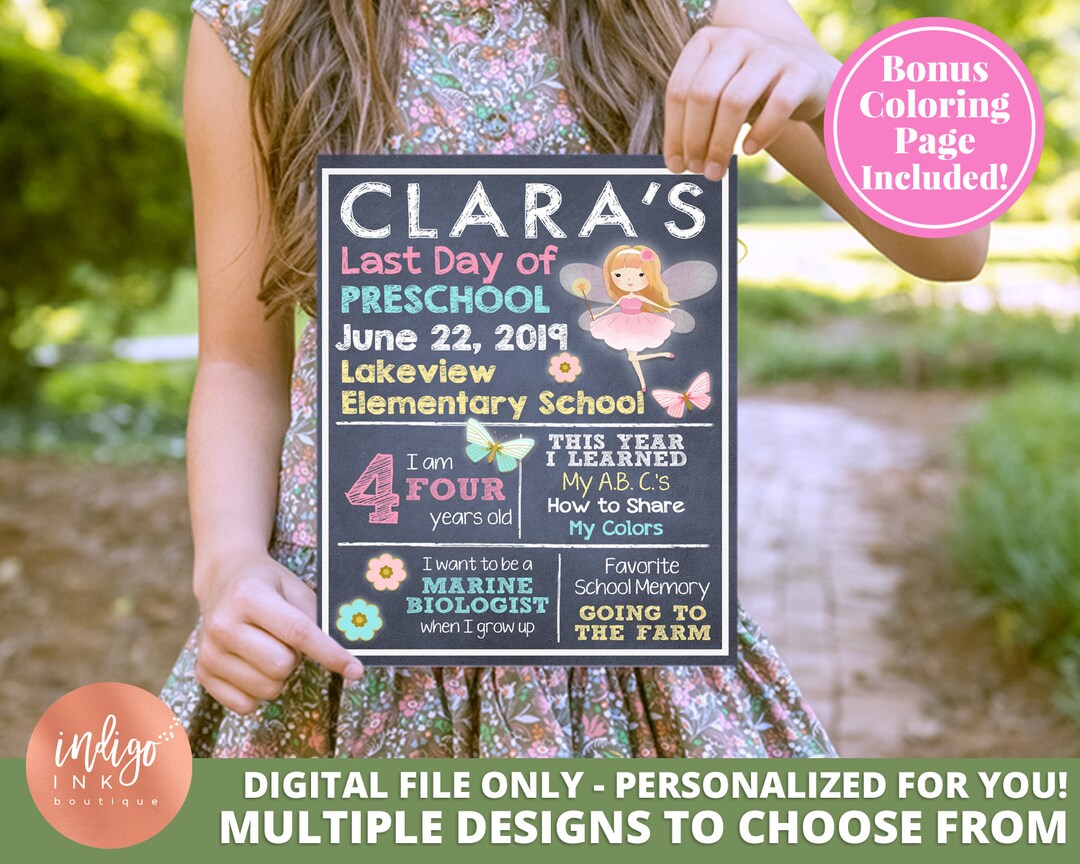 Last Day of School Sign DIGITAL DOWNLOAD | Custom Chalkboard Graduation ...