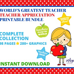 Teacher Appreciation Week Greatest Teacher Apple Printables INSTANT ...