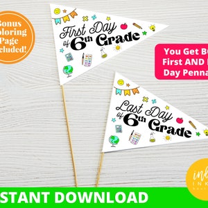 First Day of School Pennant Flags INSTANT DOWNLOAD First Day - Etsy