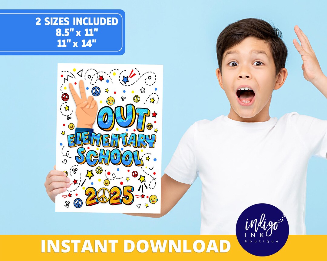 Peace Out Elementary School Sign INSTANT DOWNLOAD | Last Day of School ...