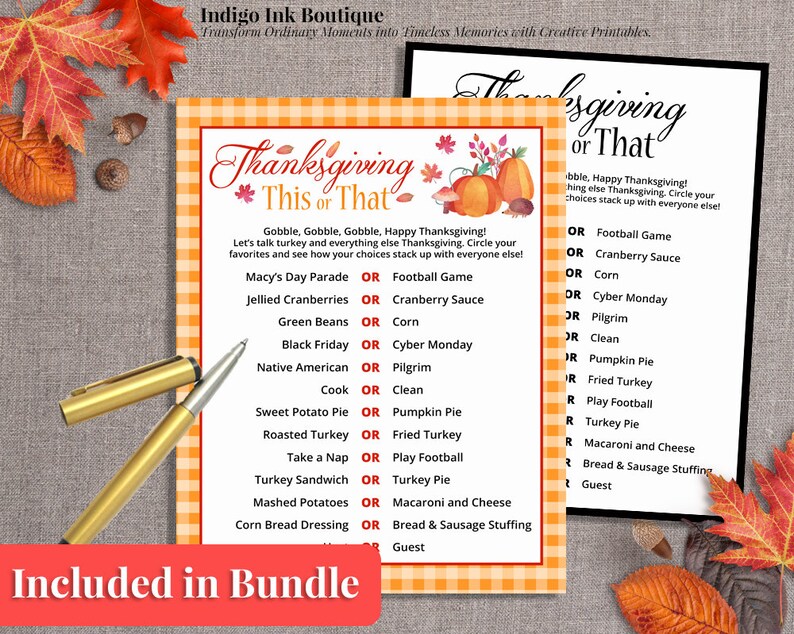 Thanksgiving Games Printable Bundle 5 Thanksgiving Party | Etsy