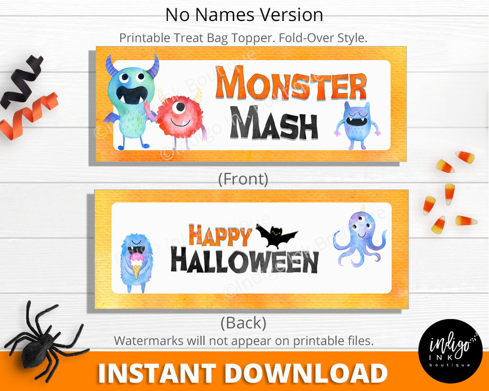 Candy Toppers INSTANT DOWNLOAD Monster Bag Toppers | Etsy