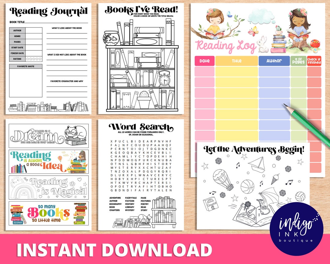 Kids Reading Log Bundle INSTANT DOWNLOAD | Kids Reading Chart | Book ...