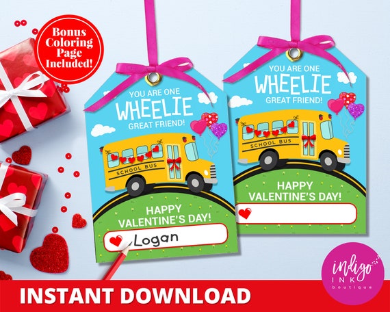 Valentines Favor Tag INSTANT DOWNLOAD | You are one Wheelie Great ...