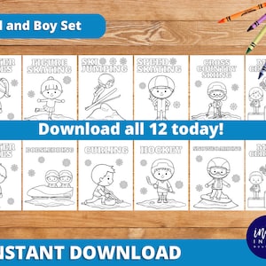 Winter Sports Coloring Sheets for Kids INSTANT DOWNLOAD | Sports ...