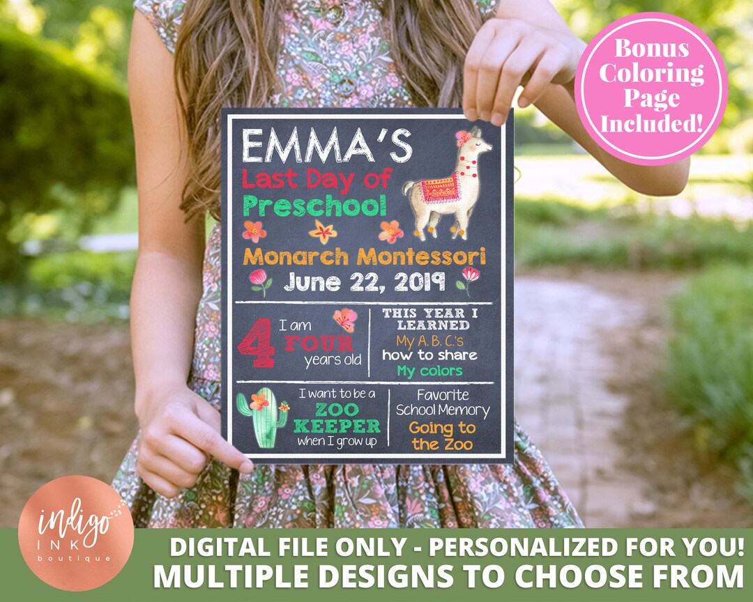 Last Day of School Chalkboard Sign DIGITAL DOWNLOAD | Custom Chalkboard ...