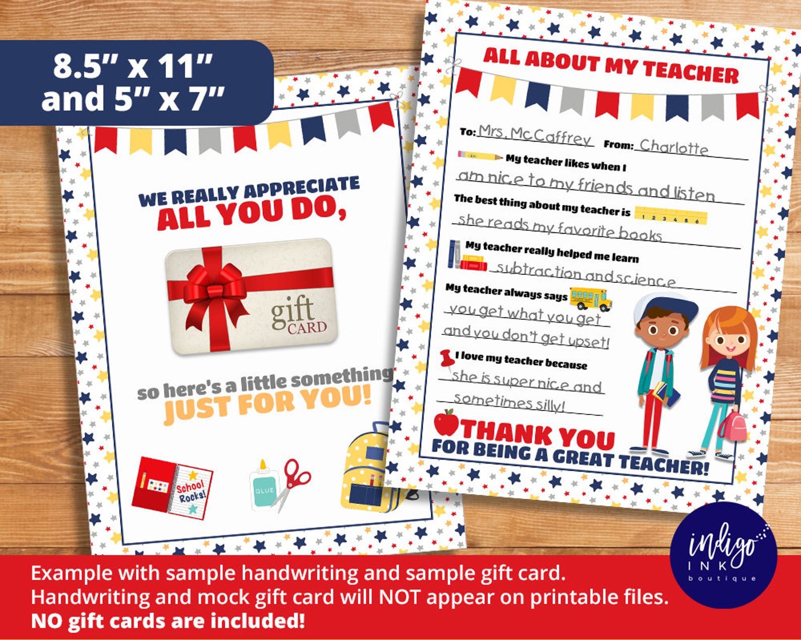 Gift for Teacher INSTANT DOWNLOAD All About My Teacher Thank - Etsy