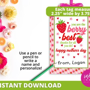 You Are the Berry Best Tags INSTANT DOWNLOAD | Mother's Day Tag ...