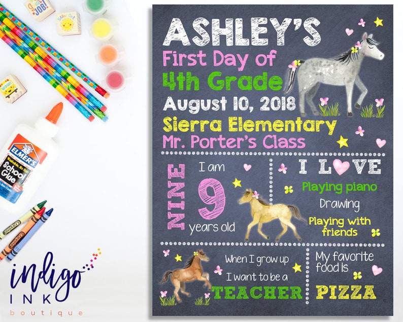 Unicorn First Day of School Personalized Sign DIGITAL DOWNLOAD - Etsy